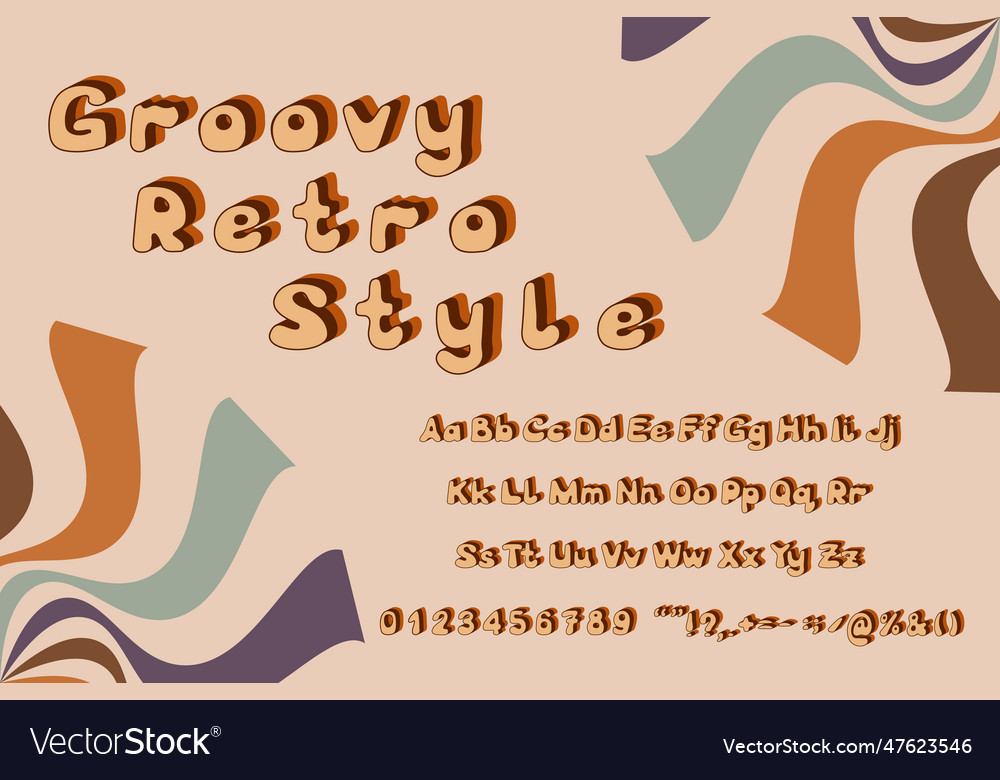 Groovy retro cartoon style alphabet design Vector Image