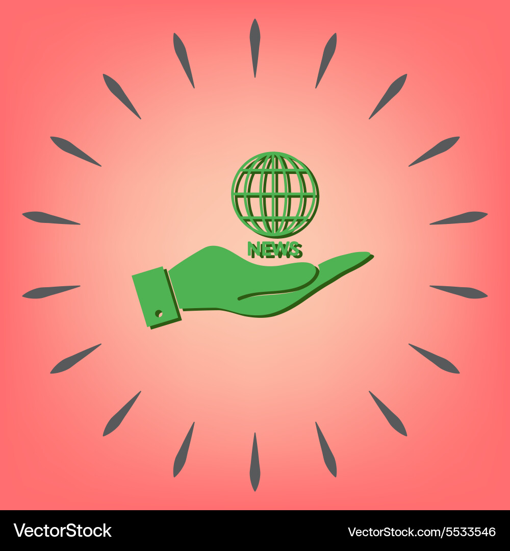 Hand holding a globe symbol news icon Royalty Free Vector