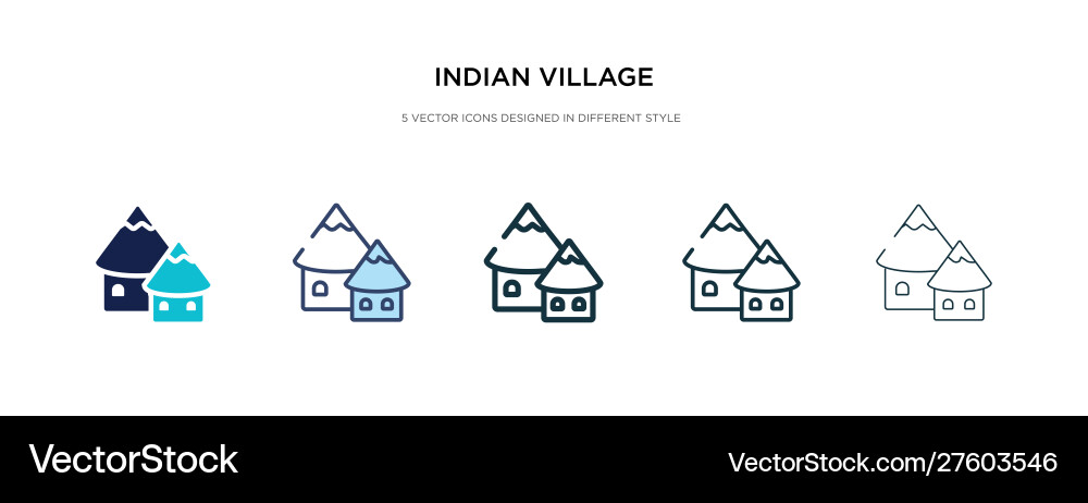 Indian village icon in different style two Vector Image