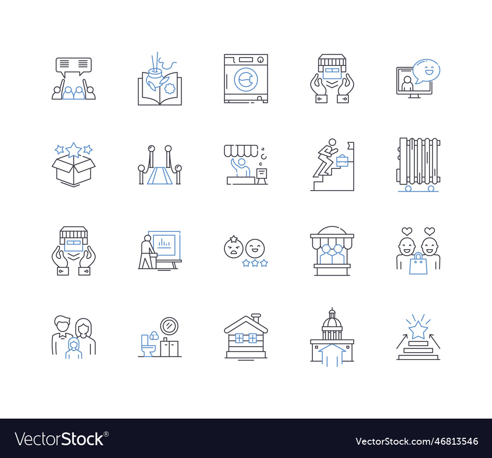 Information hubs line icons collection knowledge Vector Image Information hubs line icons collection knowledge Vector Image