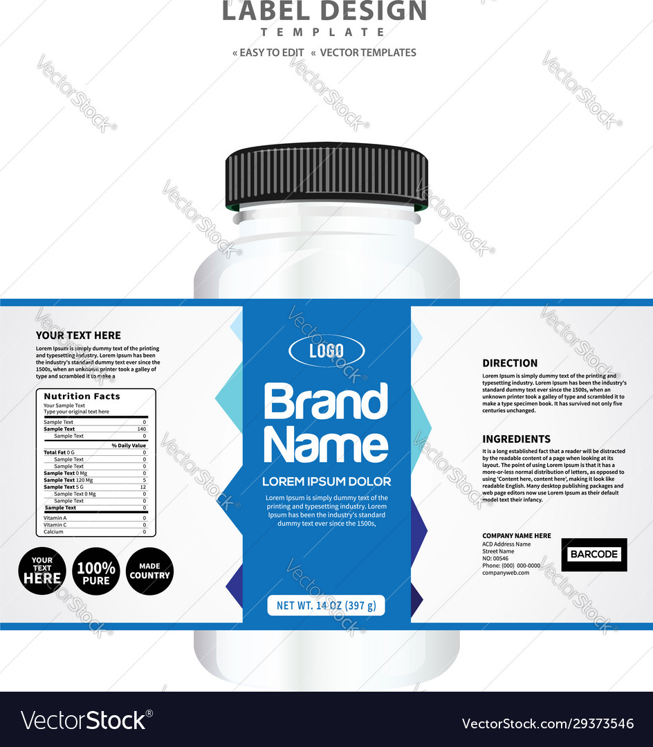 Label and packaging template design Royalty Free Vector