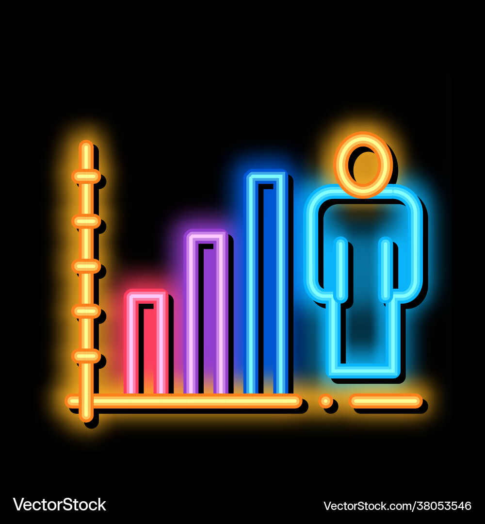 Man rising rates neon glow icon Royalty Free Vector Image