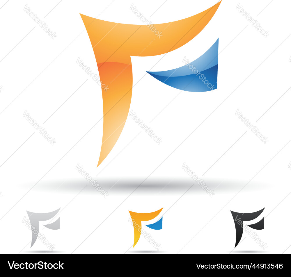Orange and blue glossy abstract logo icon Vector Image