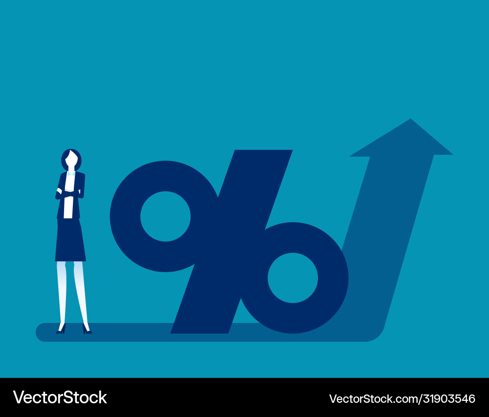 Percentage symbol on arrow pointing upwards Vector Image