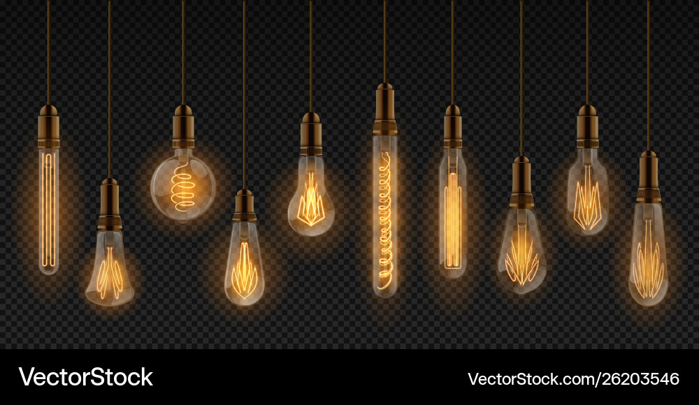 Realistic light bulb electric incandescent lamps Vector Image