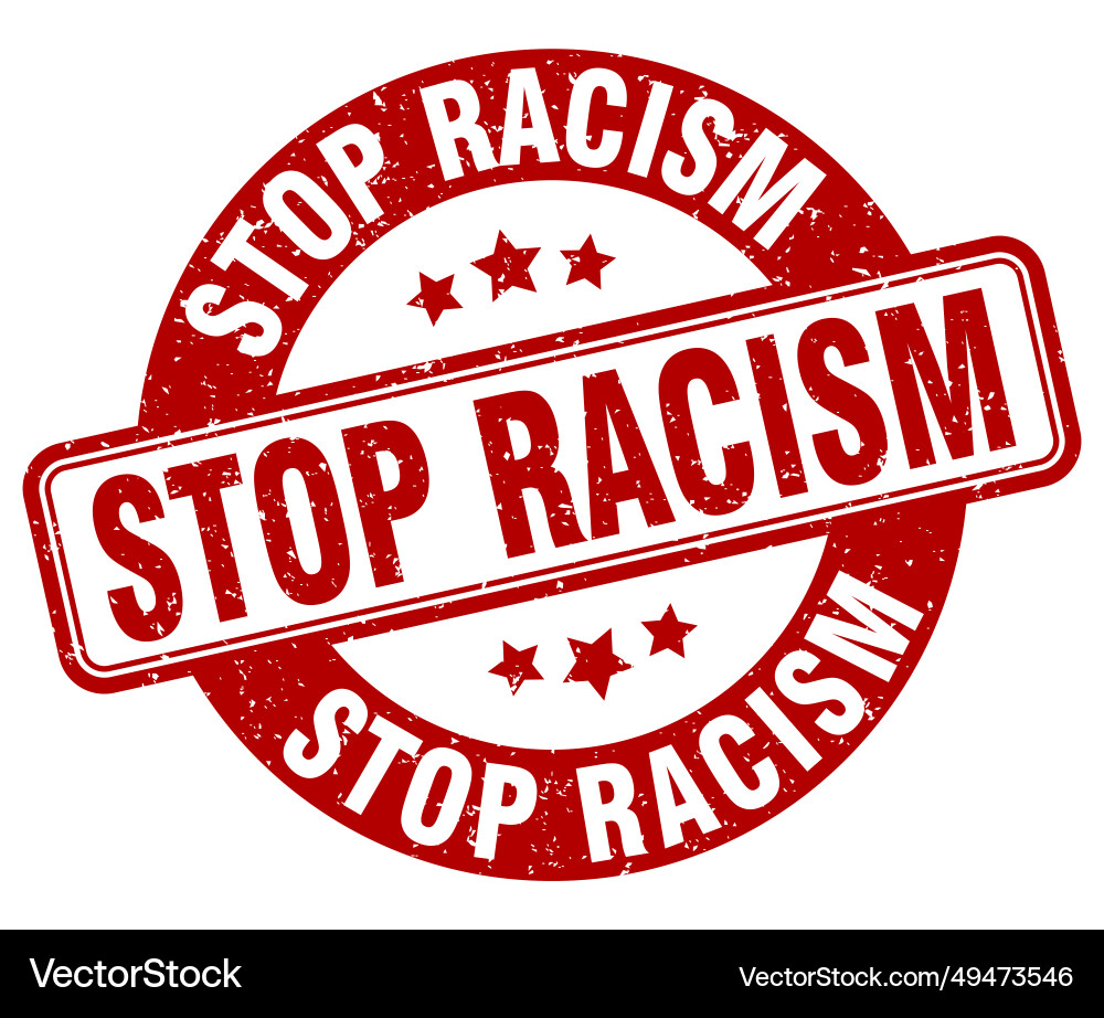 Stop racism stamp label round grunge Royalty Free Vector