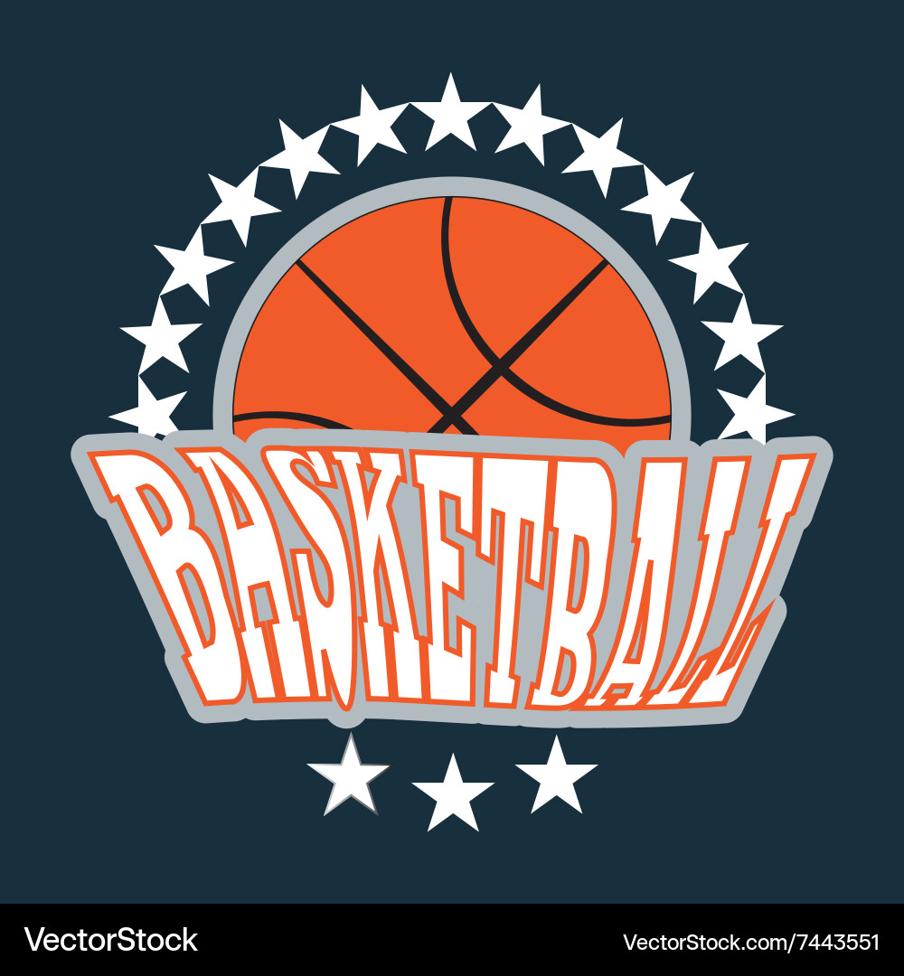 Basketball badge with stars Royalty Free Vector Image