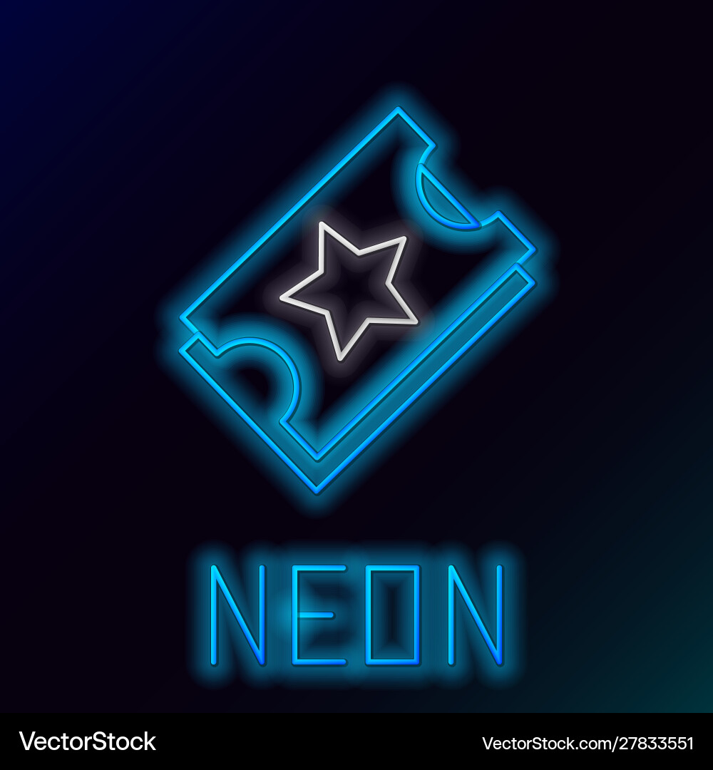 Blue glowing neon line ticket icon isolated Vector Image