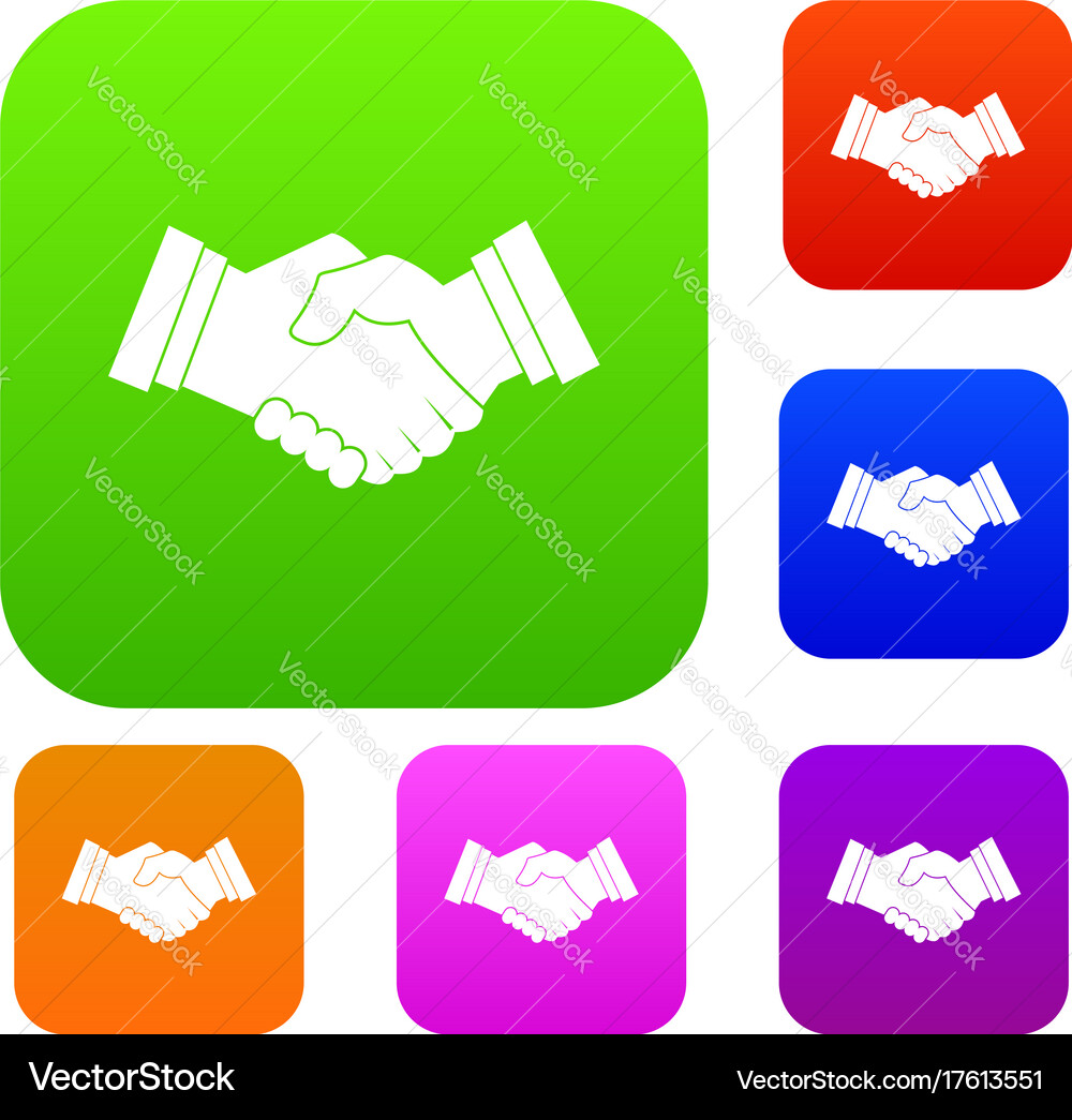 Business handshake set color collection Royalty Free Vector