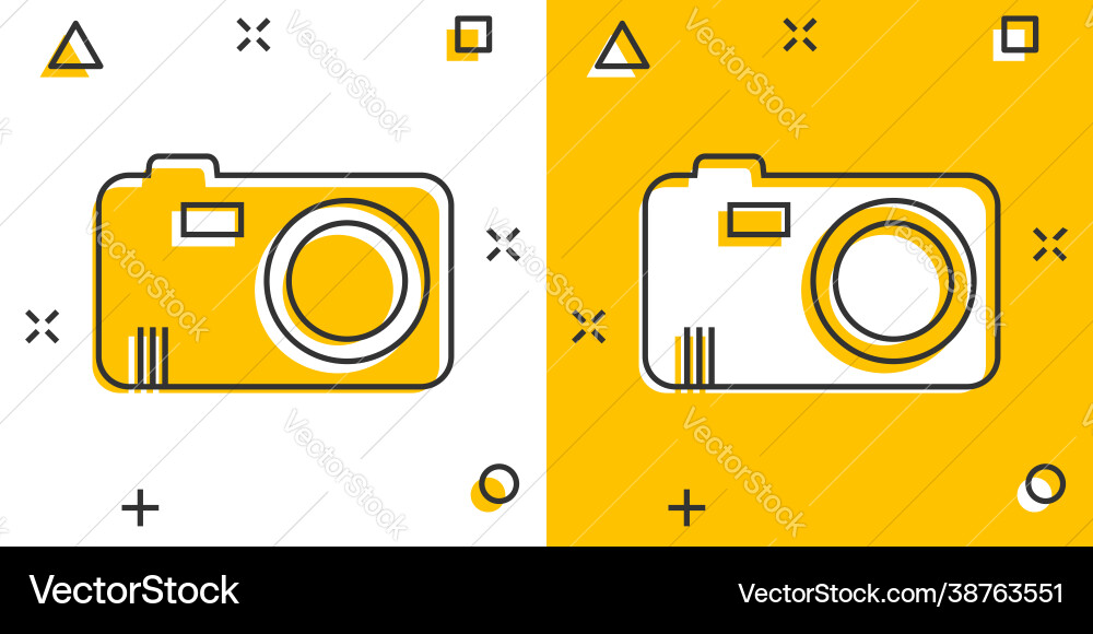 Cartoon photo camera icon in comic style Vector Image