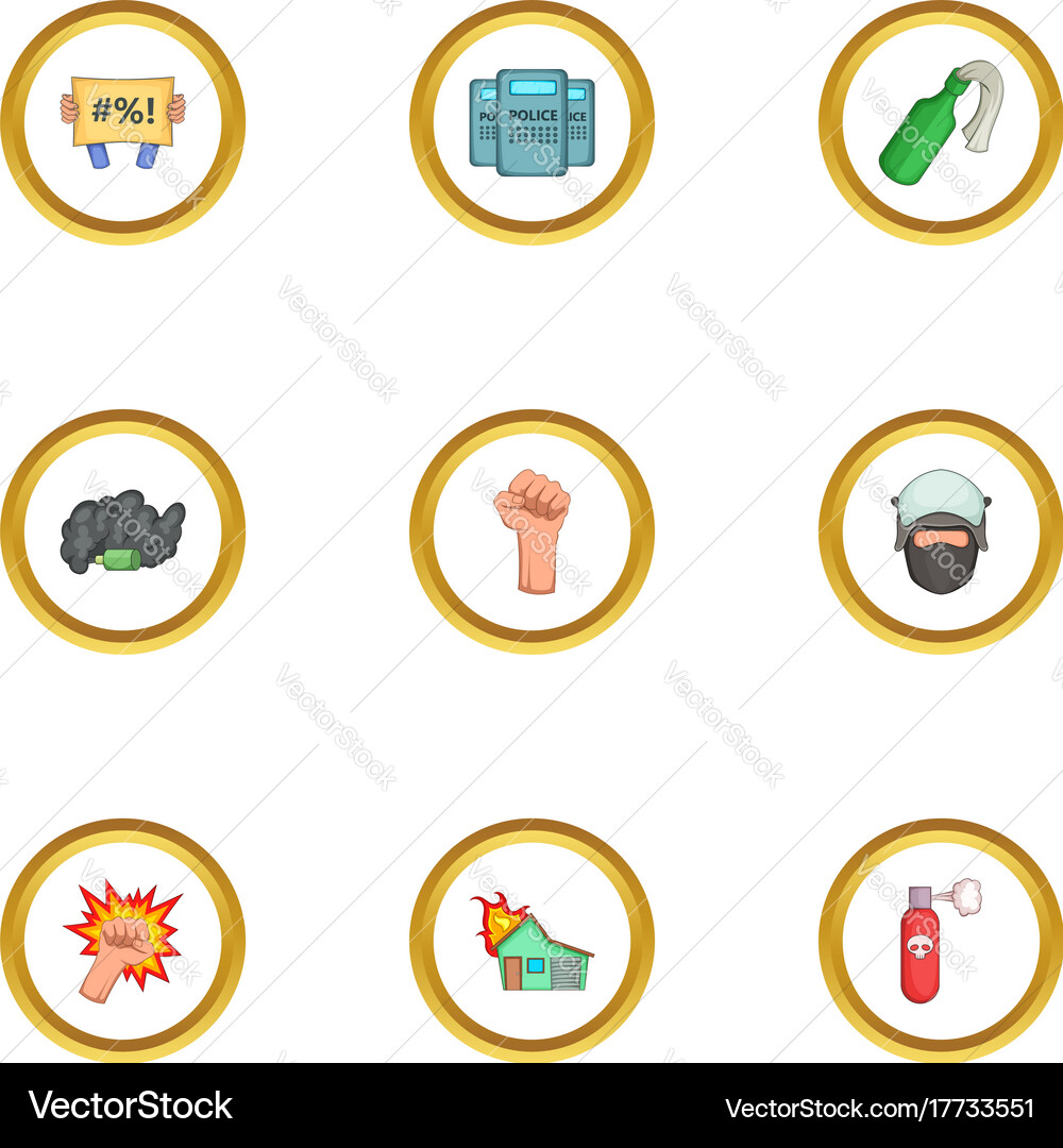 Demonstration icons set cartoon style Royalty Free Vector