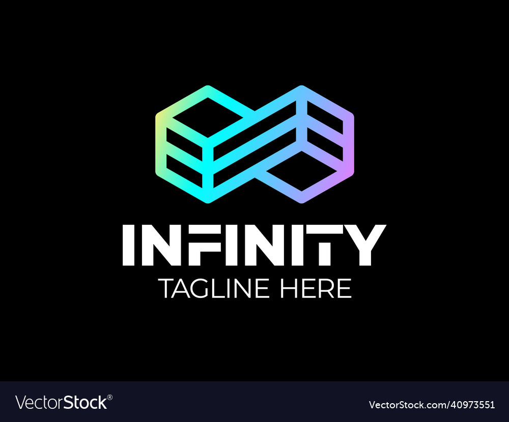 Infinity hexagonal logo geometric cube Royalty Free Vector