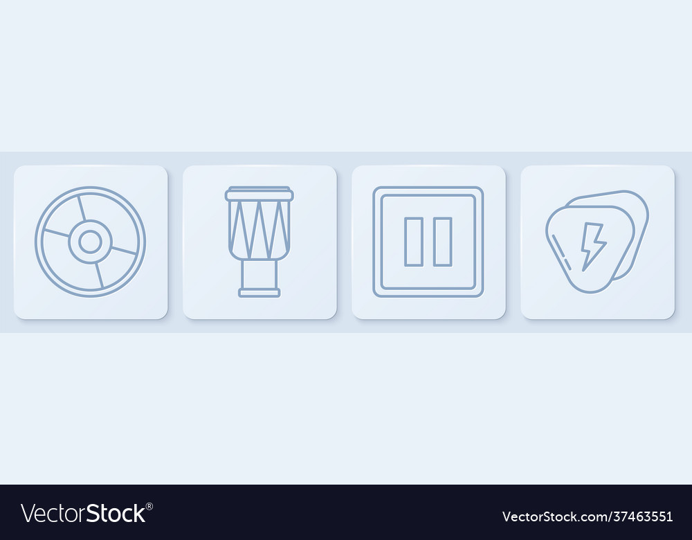 Set line cd or dvd disk pause button drum Vector Image