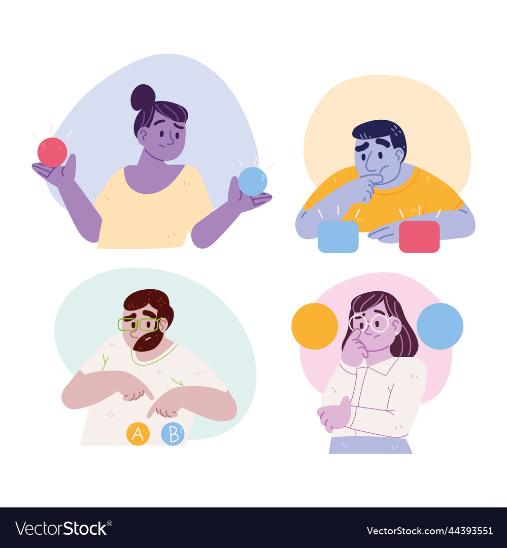 Set people and difficult choice Royalty Free Vector Image Set people and difficult choice Royalty Free Vector Image