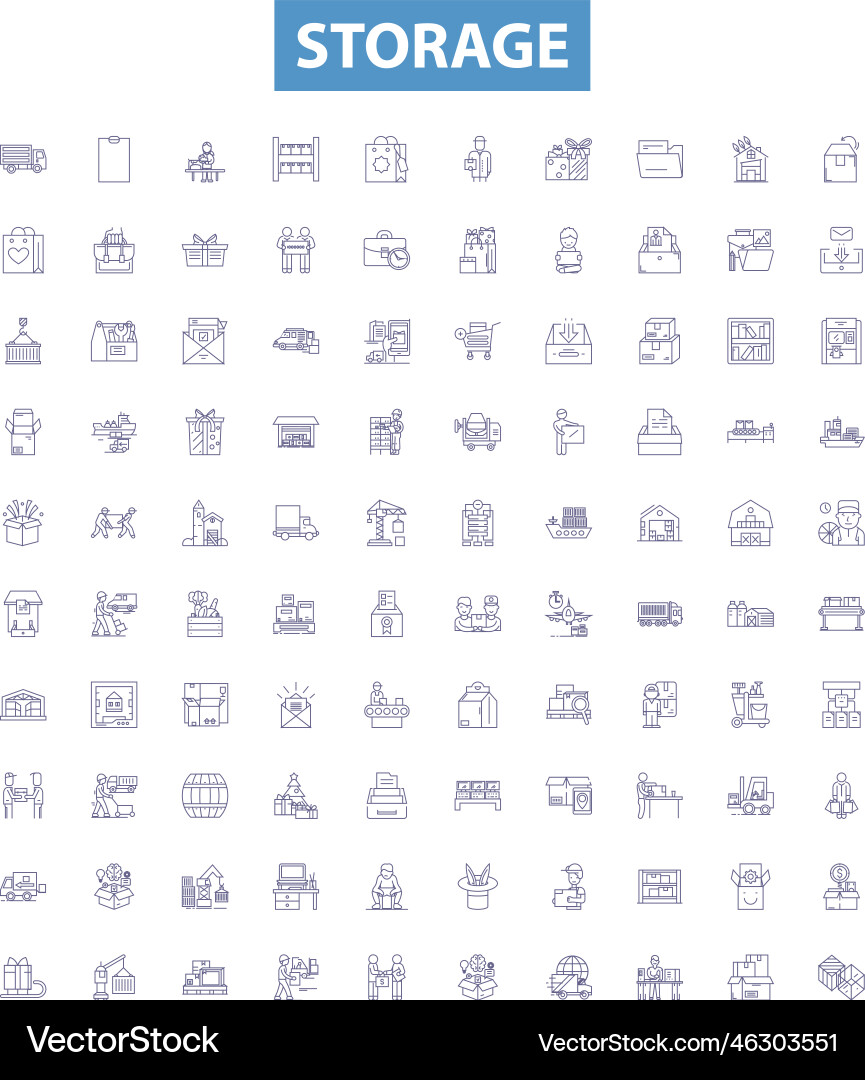Storage line icons signs set Royalty Free Vector Image