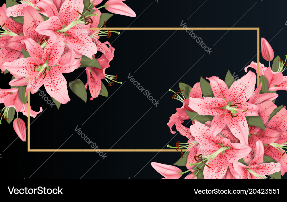Wedding invitation with lily flowers Royalty Free Vector