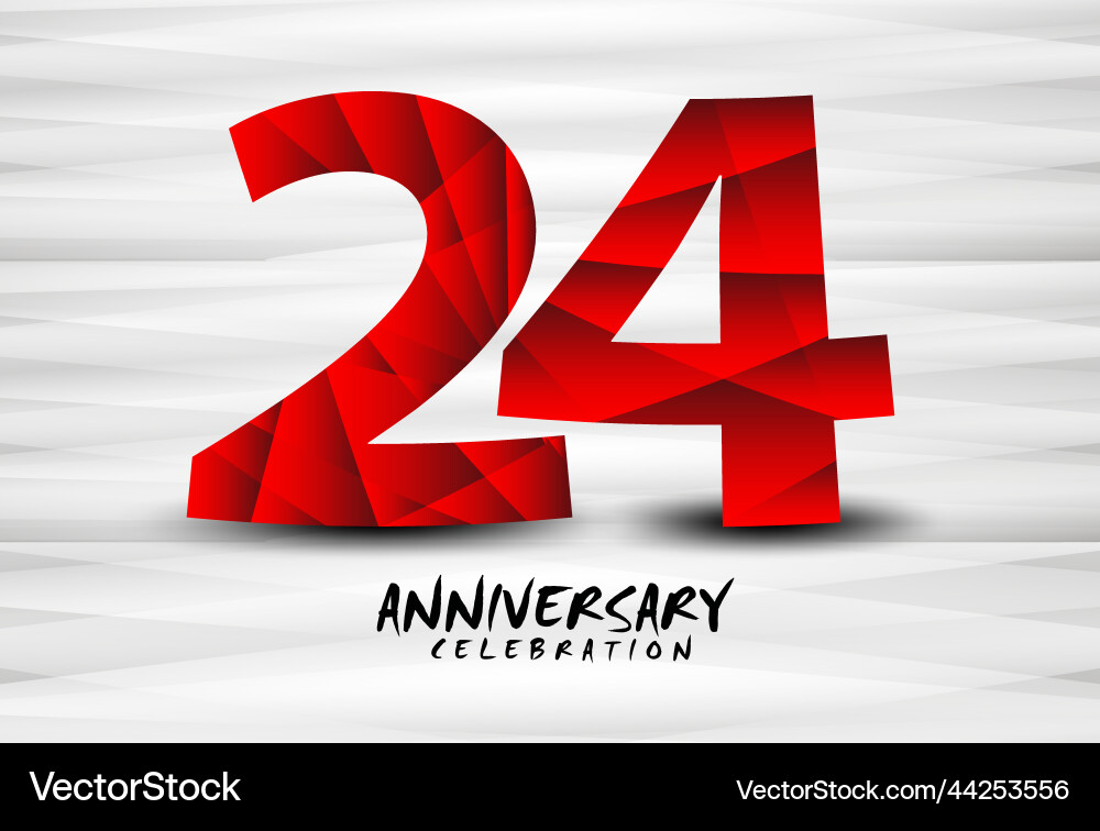 24 year anniversary celebration logo red polygon Vector Image