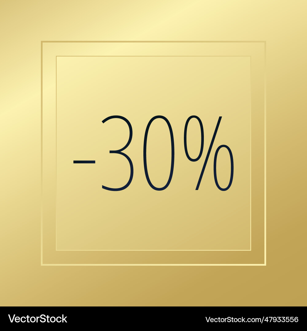 30 percent sale gold gradient background Vector Image