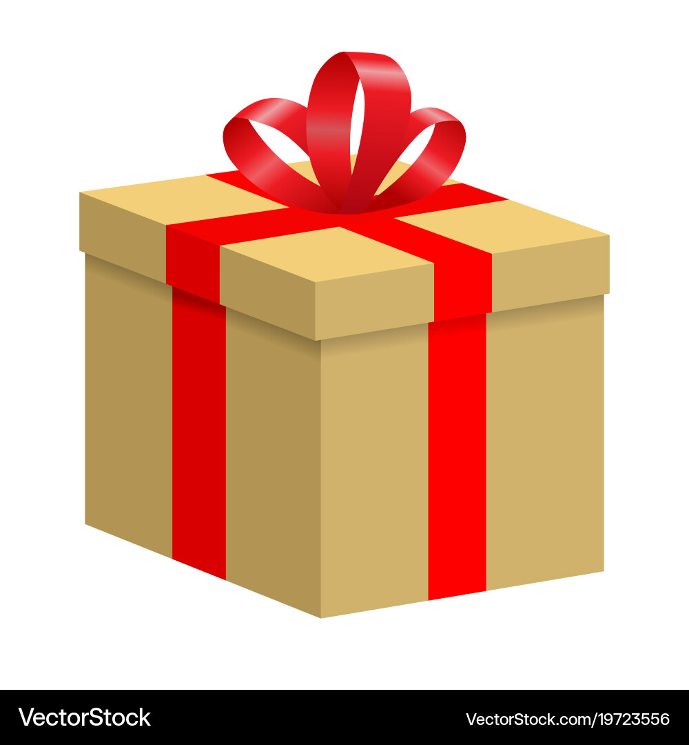 A box with a red ribbon and a bow Royalty Free Vector Image