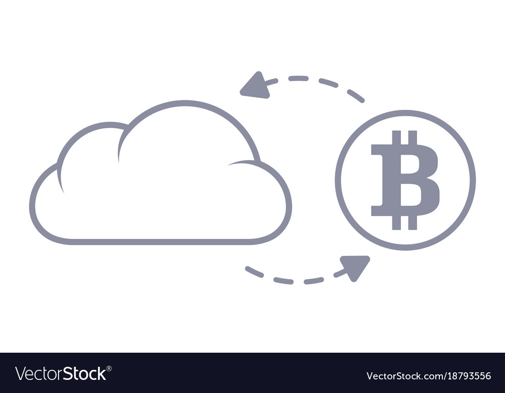 Bitcoin sync with the cloud line style icon Vector Image