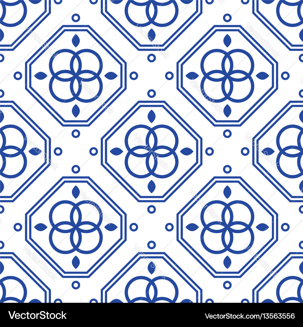 Blue and white geometric mediterranean seamless Vector Image
