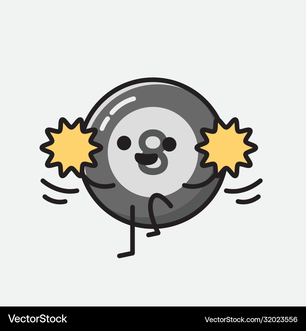 Cute billiard ball mascot character in flat Vector Image
