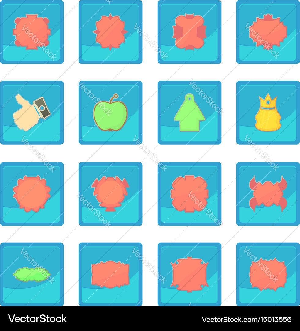 Different labels set cartoon style Royalty Free Vector Image