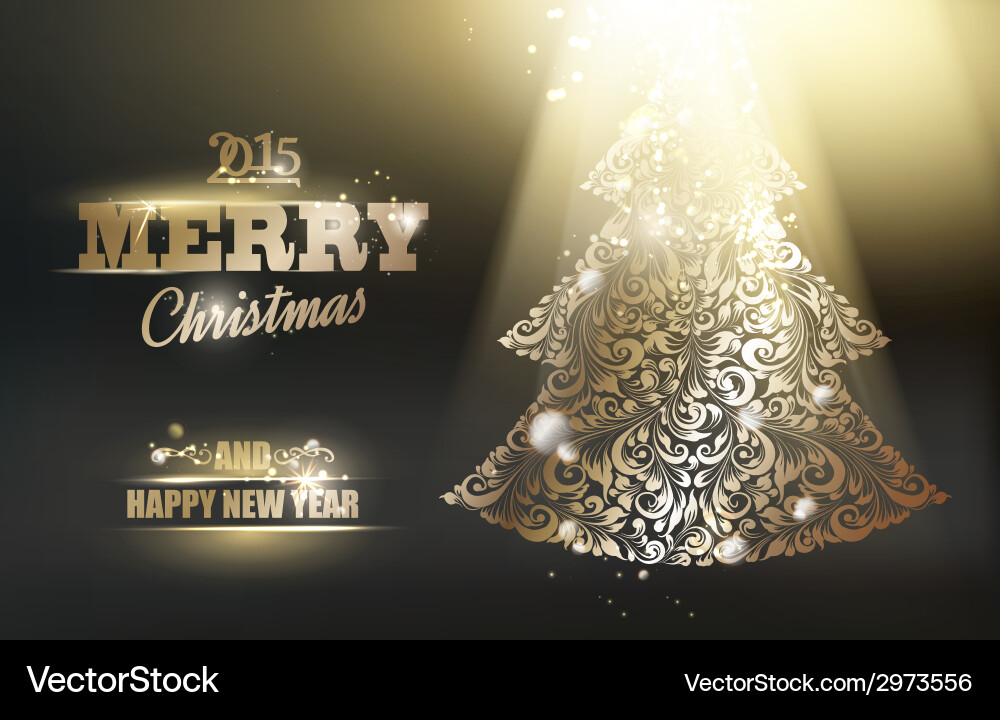 Gold ornamental fir-tree Royalty Free Vector Image