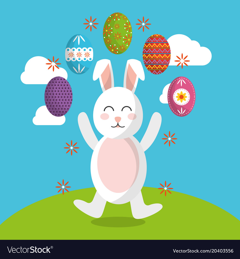 Happy easter rabbit Royalty Free Vector Image - VectorStock