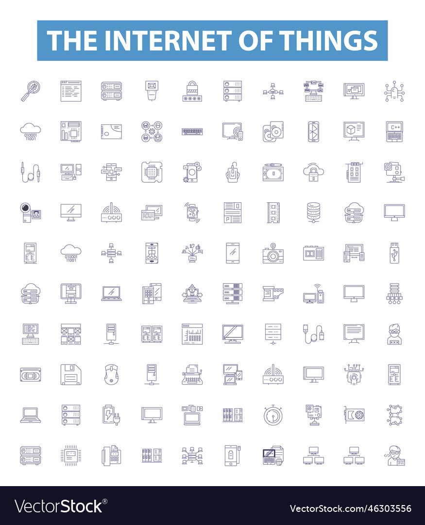 Internet of things line icons signs set iot Vector Image