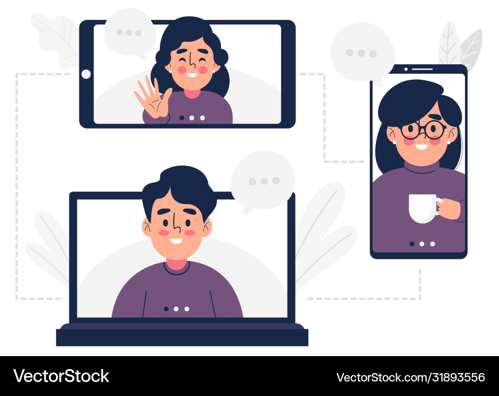 Laptop tablet and smartphone app video call Vector Image