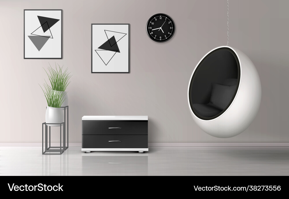 Living room interior realistic template Royalty Free Vector