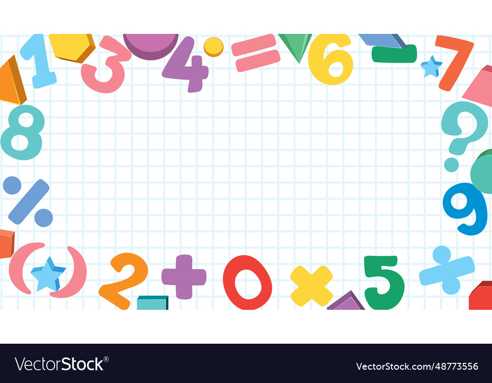 Math border on purple background with number Vector Image