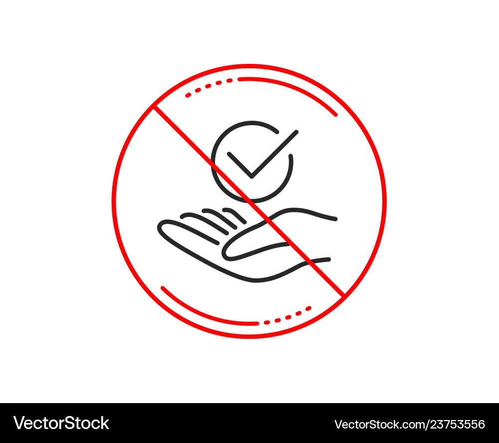 No or stop sign approved line icon accepted Vector Image