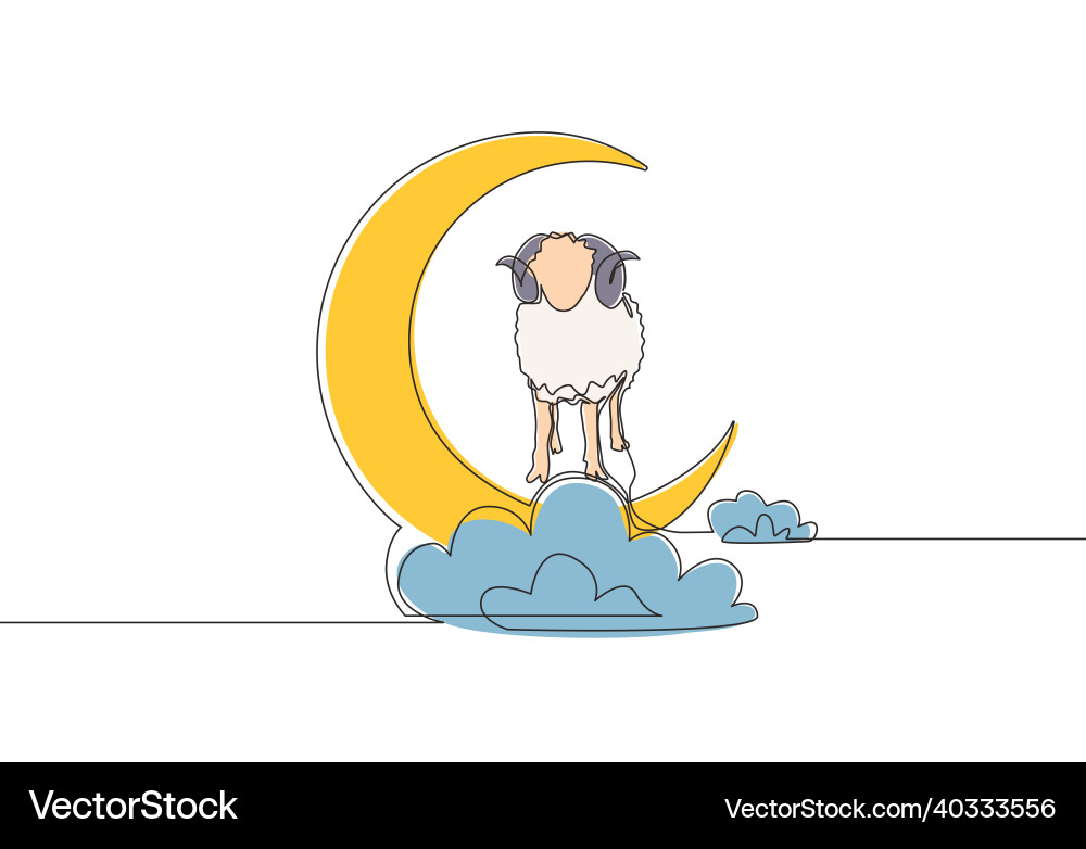 One continuous line drawing of sheep standing Vector Image