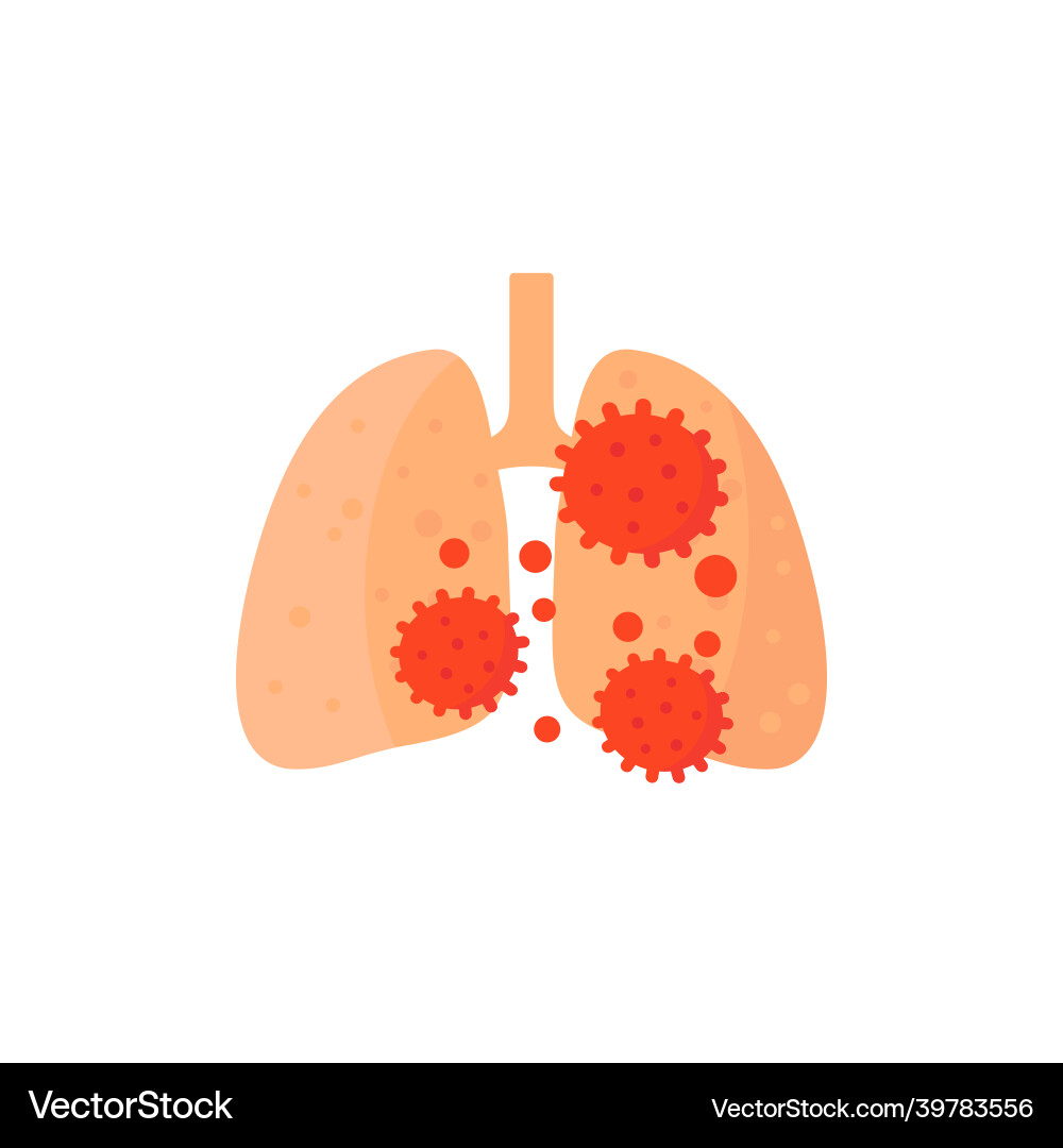 Pneumonia icon virus in lungs Royalty Free Vector Image