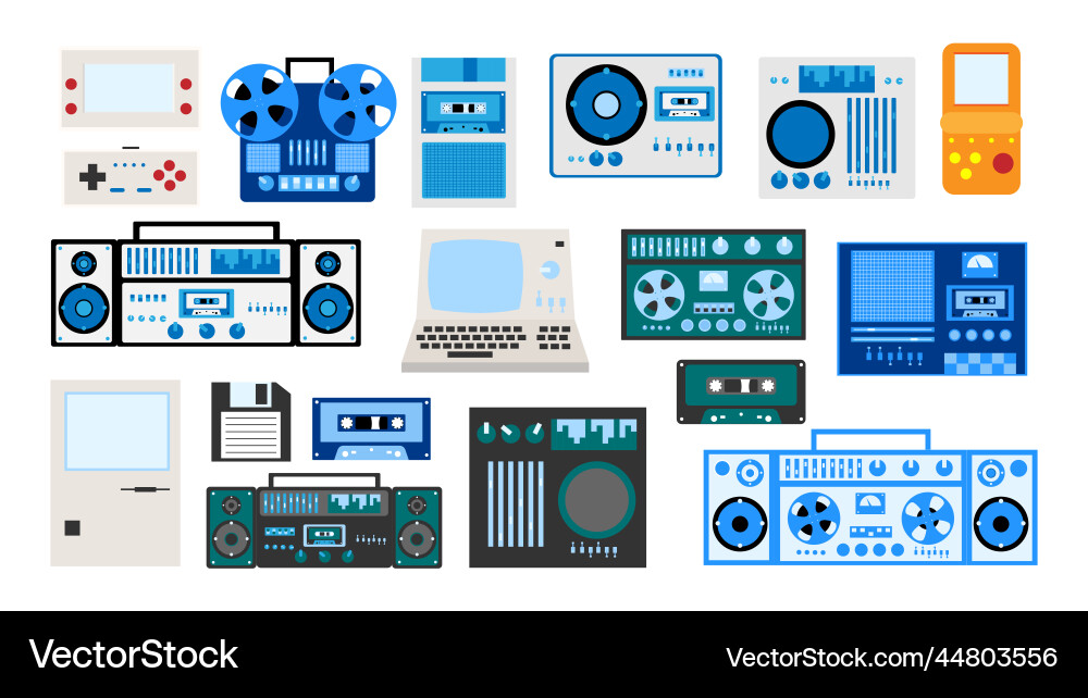 Set of old retro vintage hipster tech electronics Vector Image
