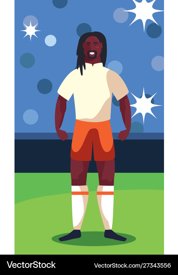 Soccer player man standing in stadium Royalty Free Vector