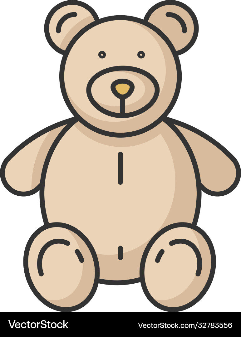 Stuffed bear rgb color icon Royalty Free Vector Image