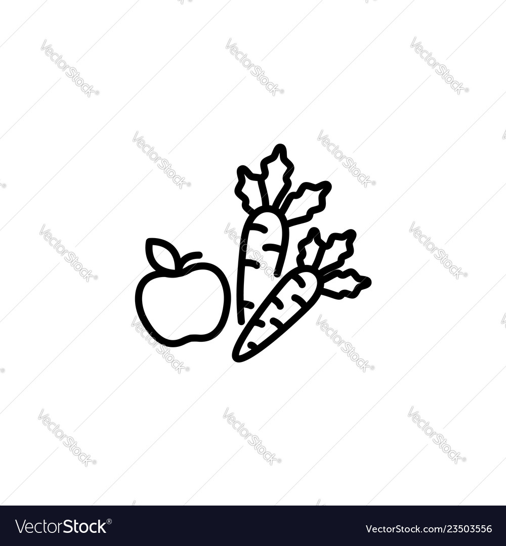 Web line icon apple and carrot healthy eating Vector Image