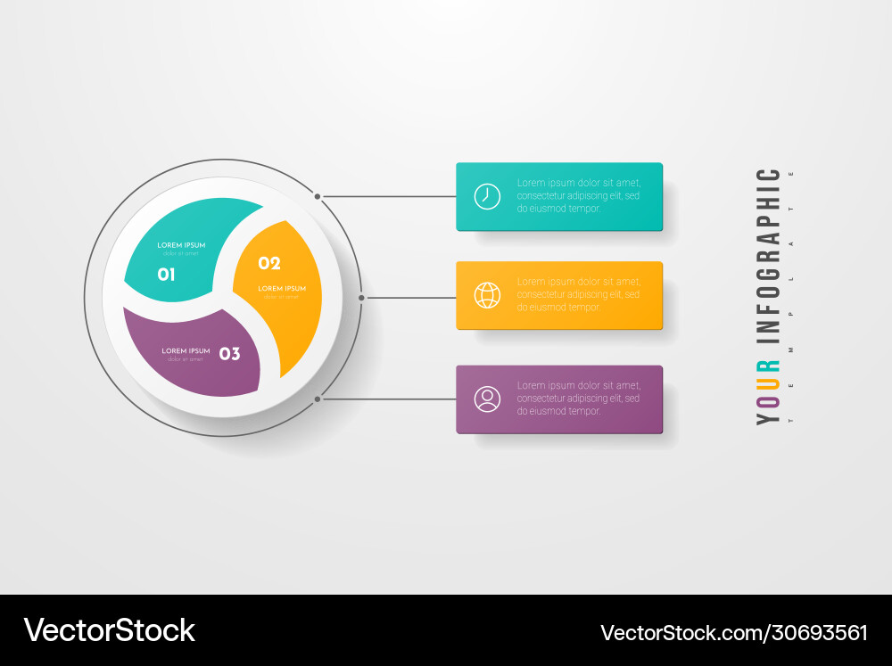 Business infographics circle style with 3 options Vector Image