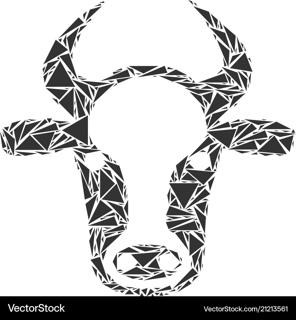 Cow head collage of triangles Royalty Free Vector Image