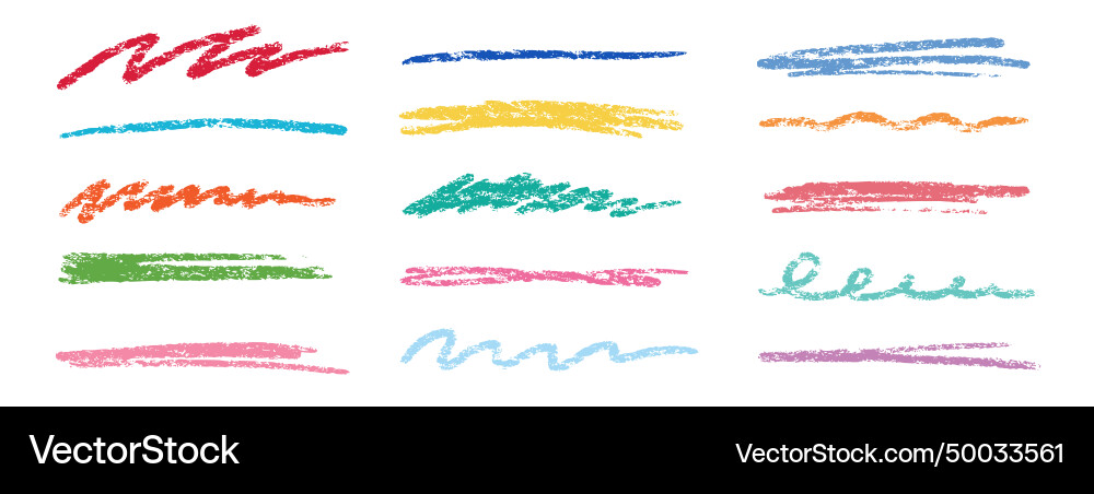 Crayon brush stroke color underline chalk pen Vector Image