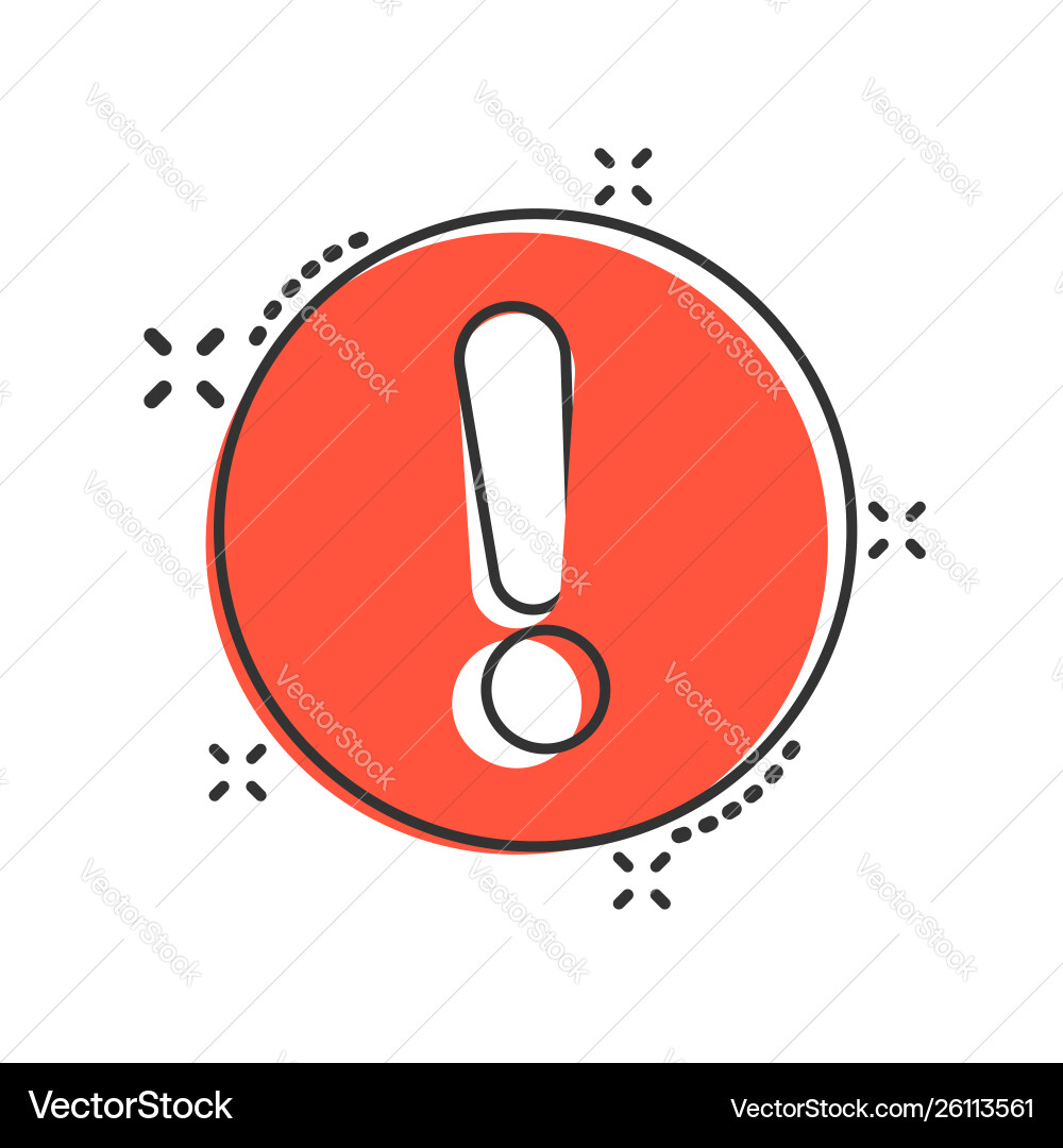 Exclamation mark icon in comic style danger alarm Vector Image