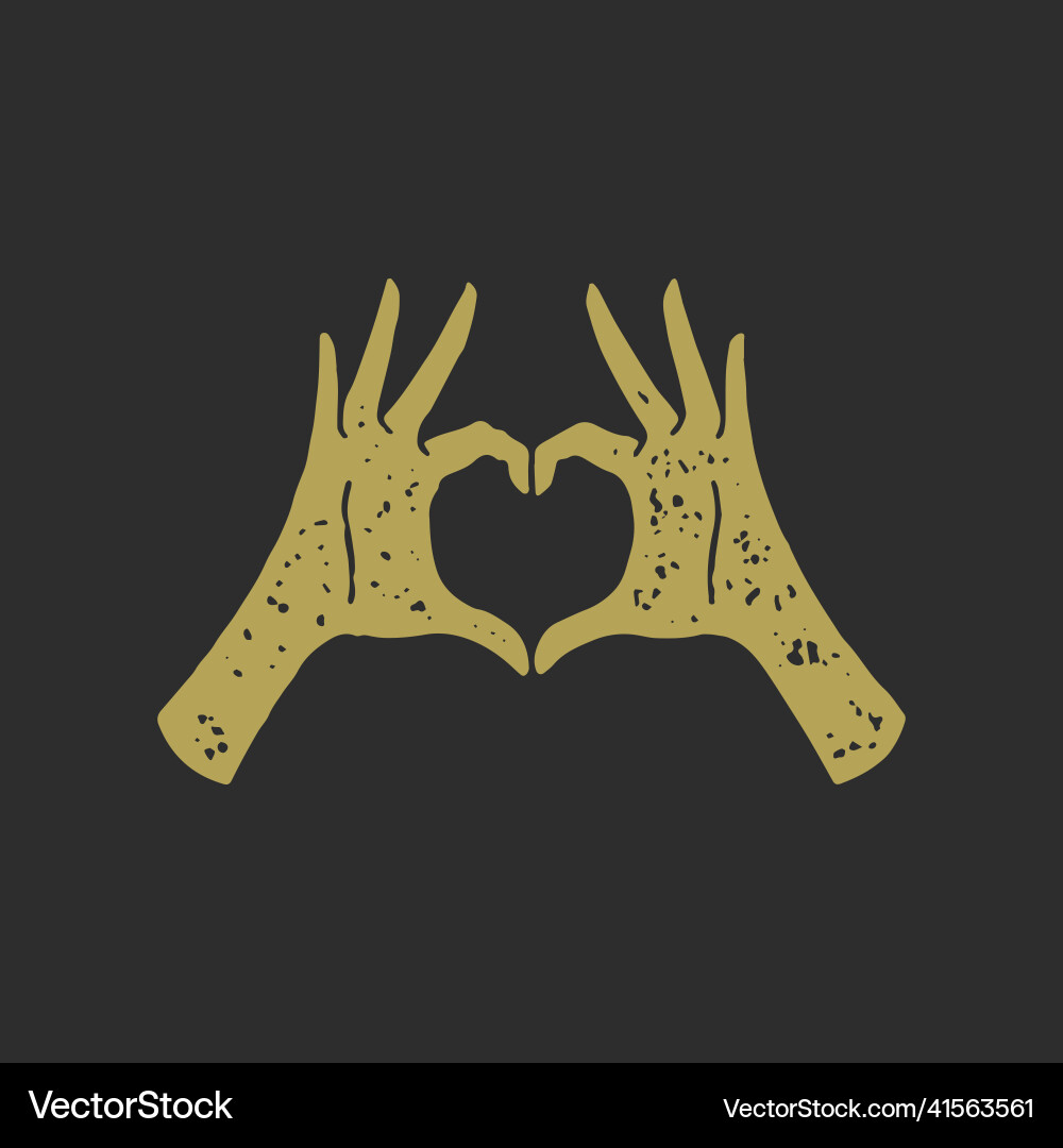 Human hands showing heart shape fingers retro Vector Image