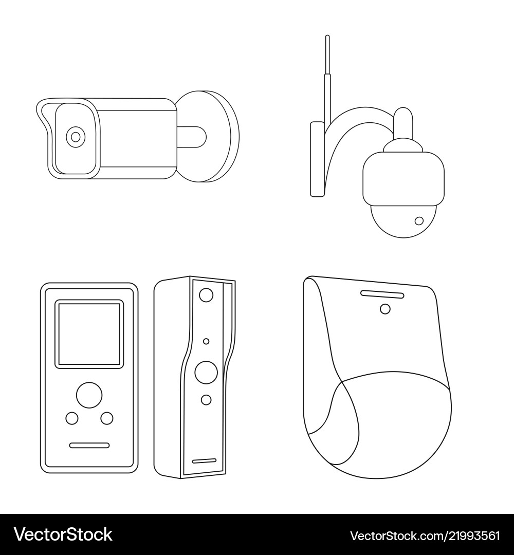 Isolated object of cctv and camera sign set Vector Image