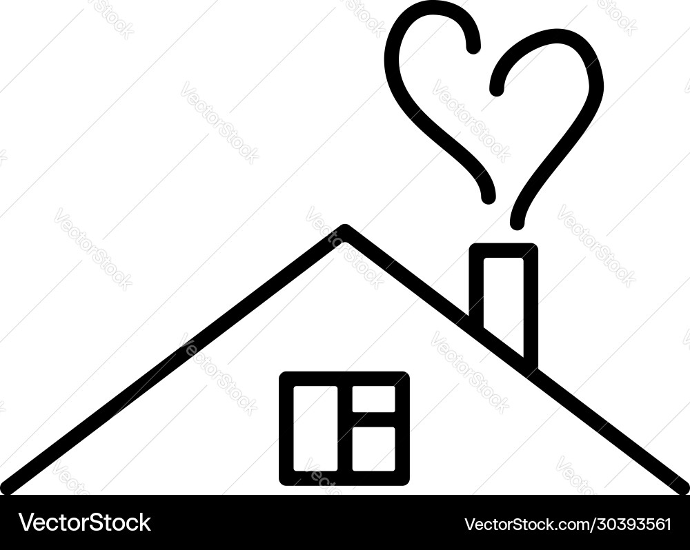 Line art house with heart Royalty Free Vector Image