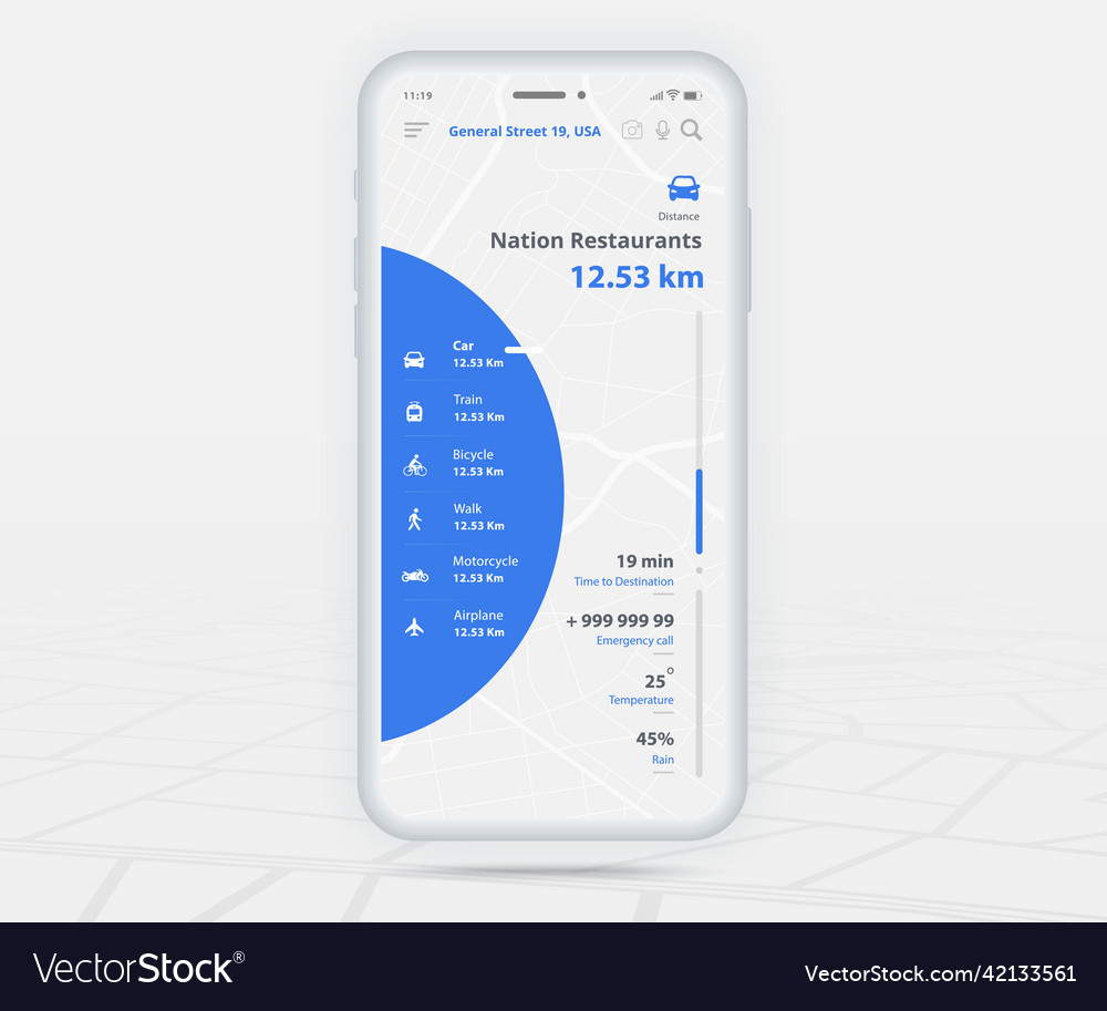 Map gps navigation app ux ui concept mobile Vector Image