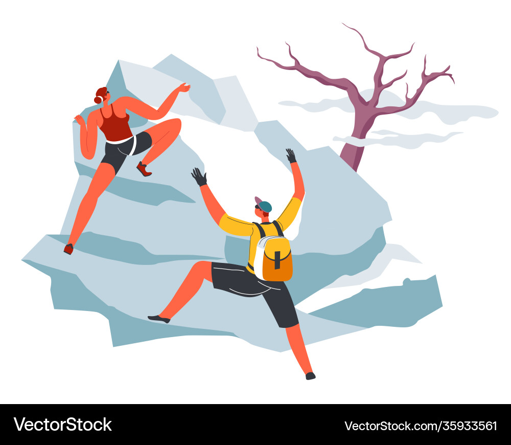 Mountain climbing extreme hobpeople Royalty Free Vector