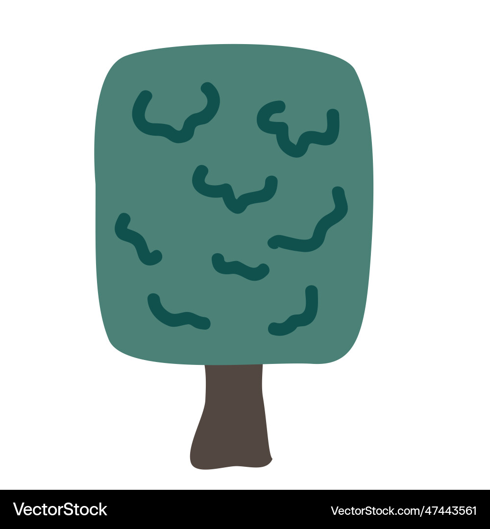 Oak tree icon in doodle cartoon style isolated Vector Image